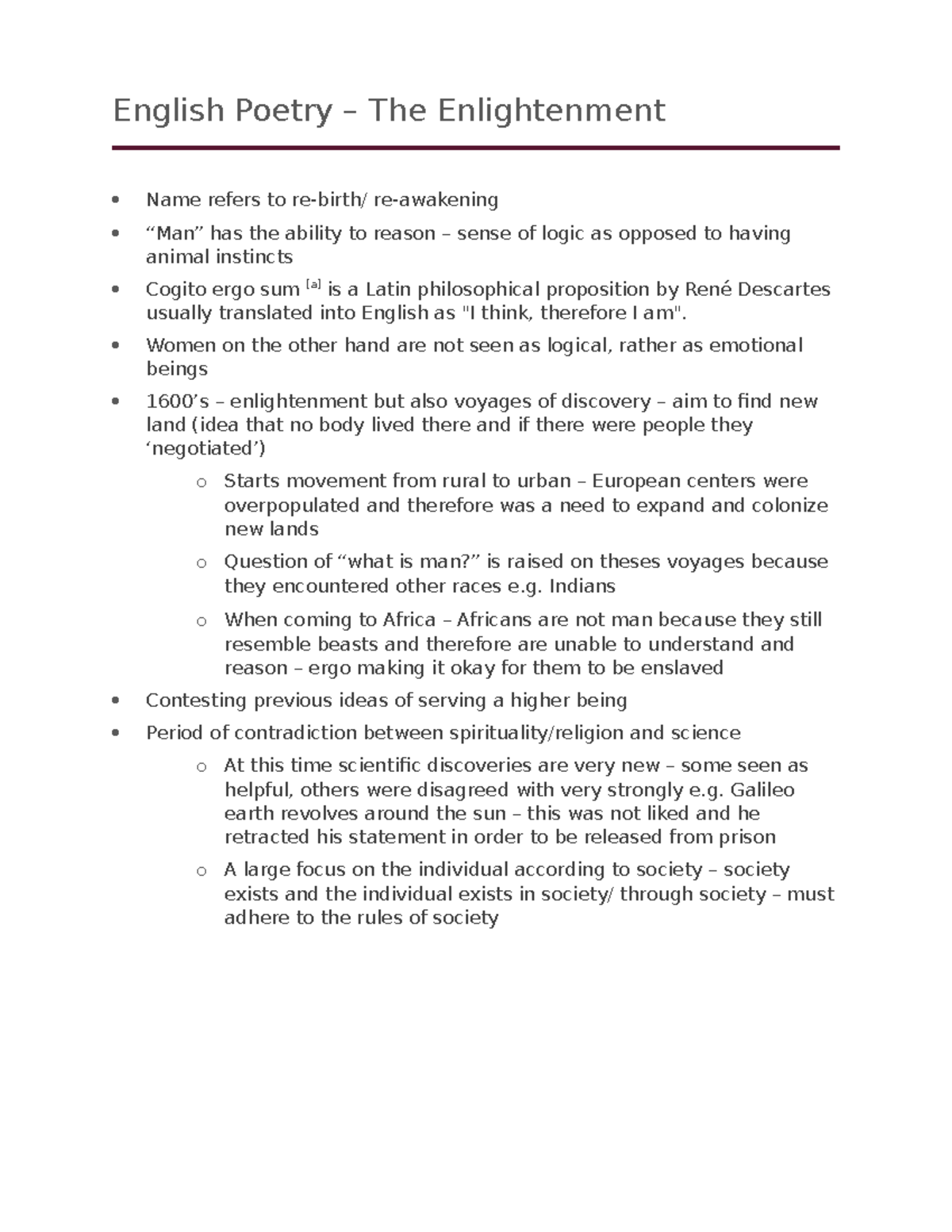 English Poetry Notes - English Poetry – The Enlightenment Name refers ...