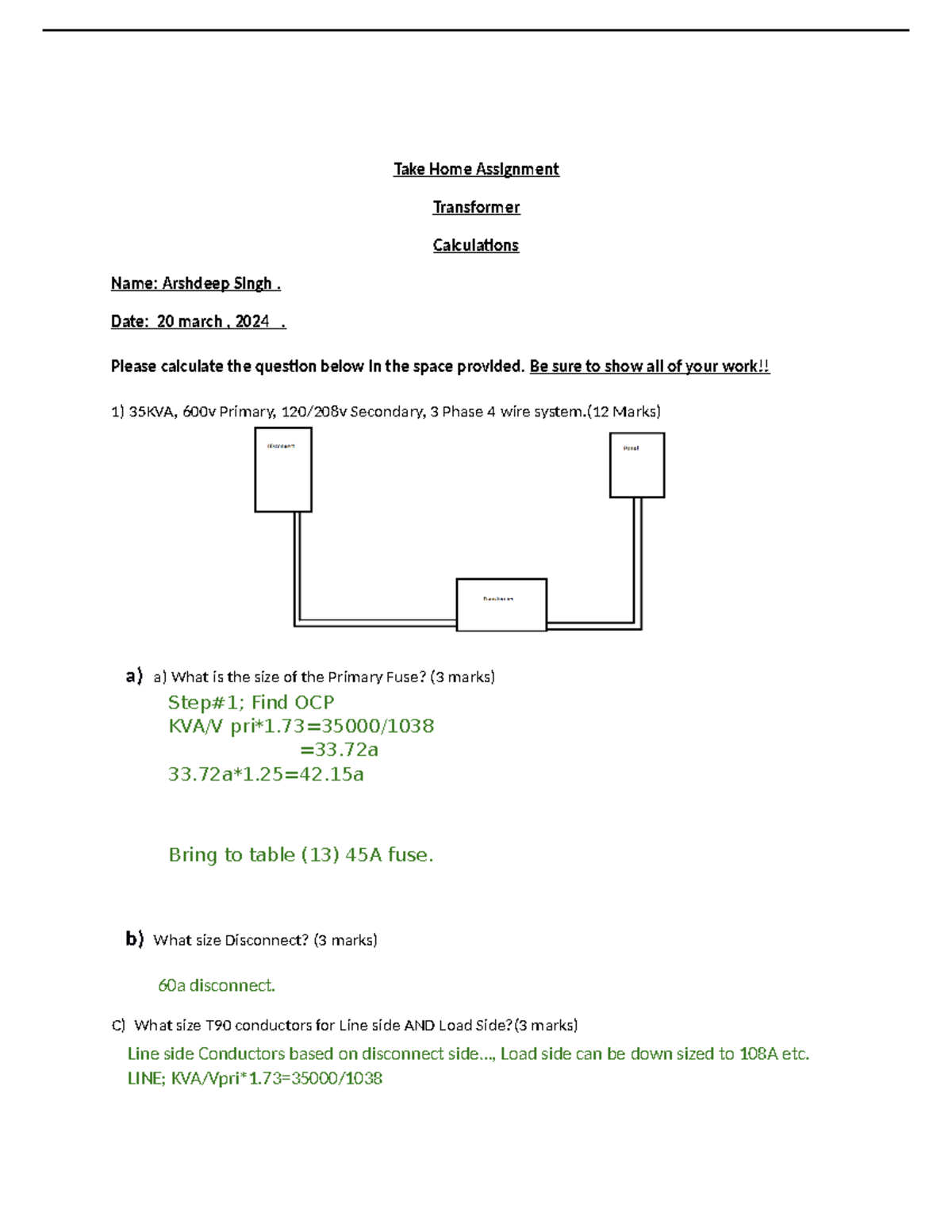 Take Home Assignment Transformer Calculations OM Patel - Take Home Assignment Transformer - Studocu