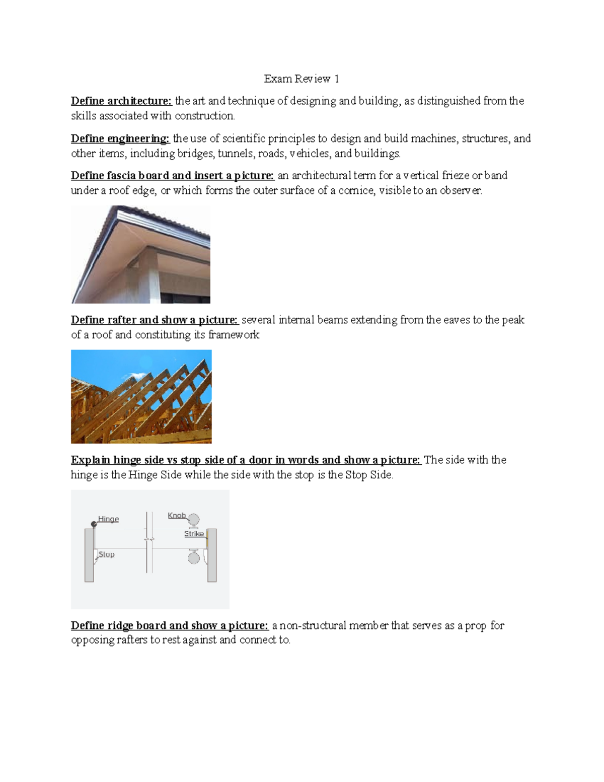 Exam Review 1 - Define engineering: the use of scientific principles to ...