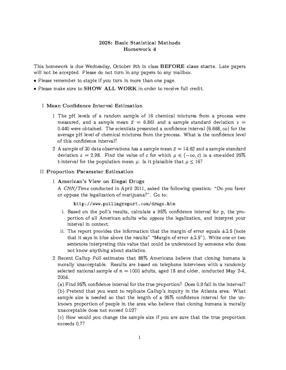Homework 4 - 2028: Basic Statistical Methods Homework 4 This homework ...