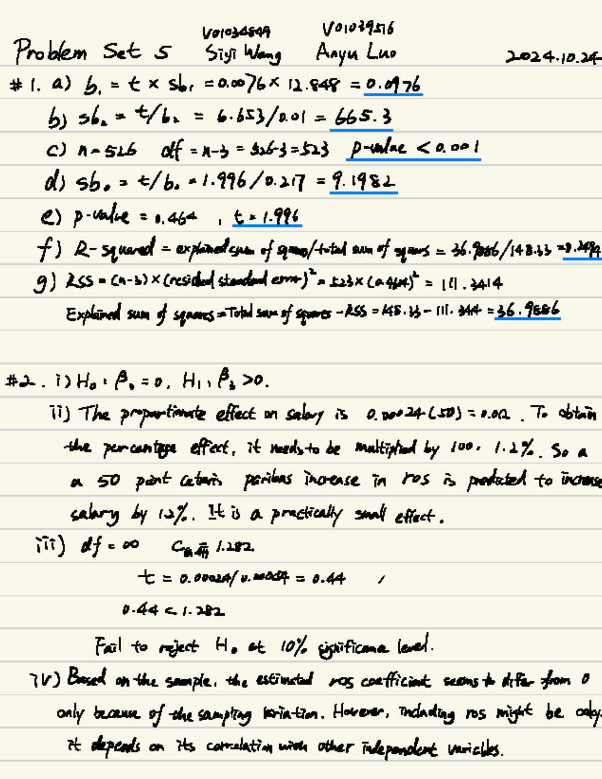 ECON345 Problem Set 5 - My work on assignments, upload it so I can find ...