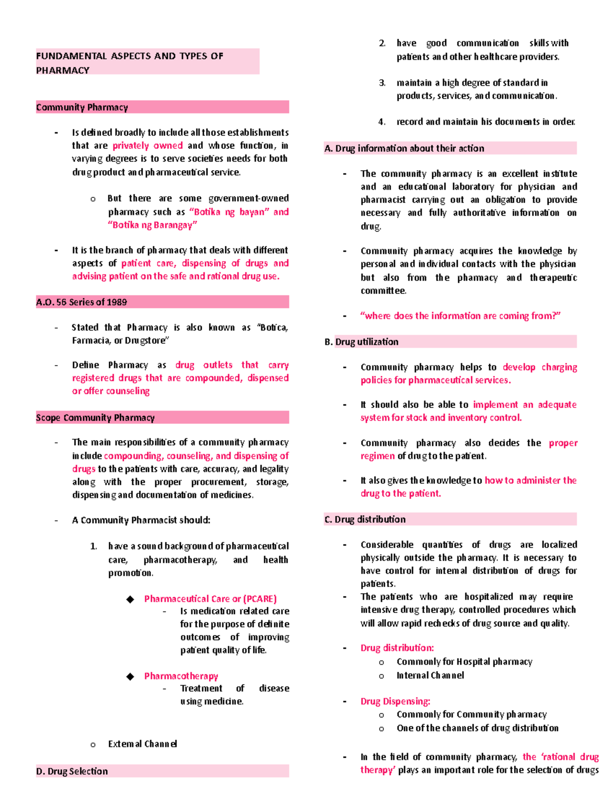 Intro Pharma Notes - This would be a big help to all students ...