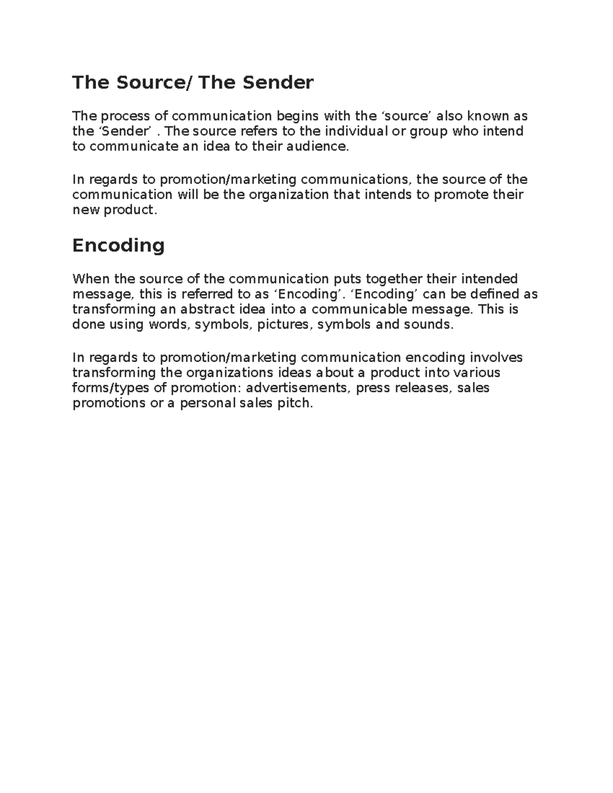 The Source - abc - The Source/ The Sender The process of communication ...