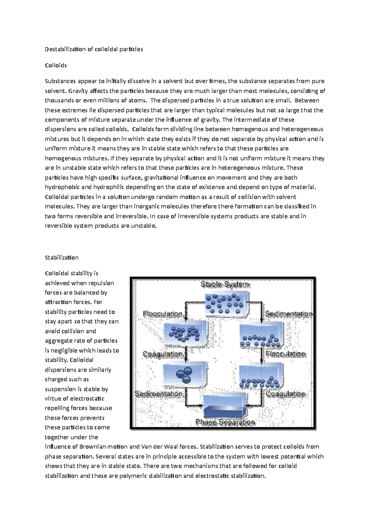 Destabilization of colloidal particles 25 nov - Destabilization of ...