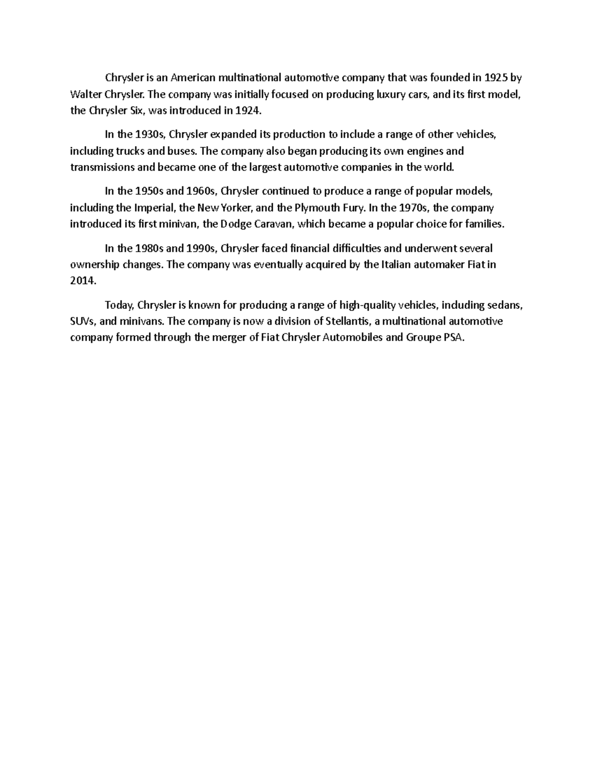 Chrysler - The History of Chyrsler - Chrysler is an American ...