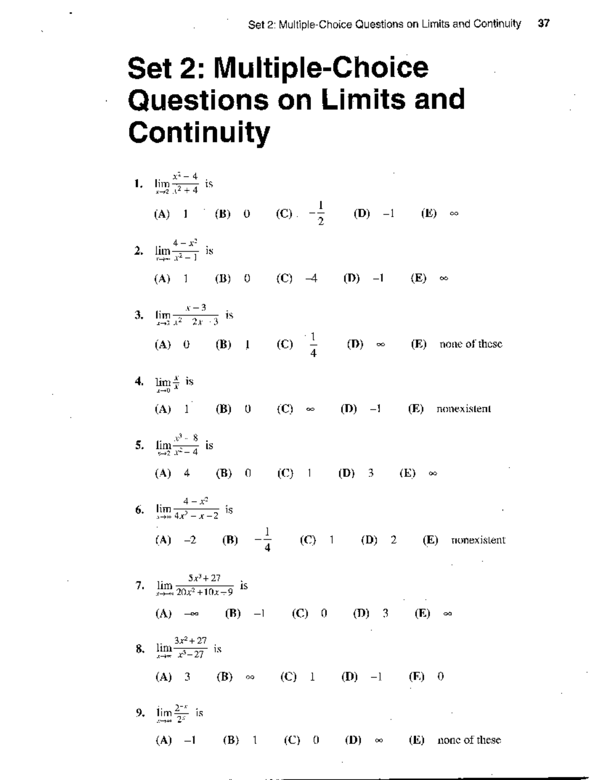 70 Review Packet For Limits With Solutions Chemical Engineering