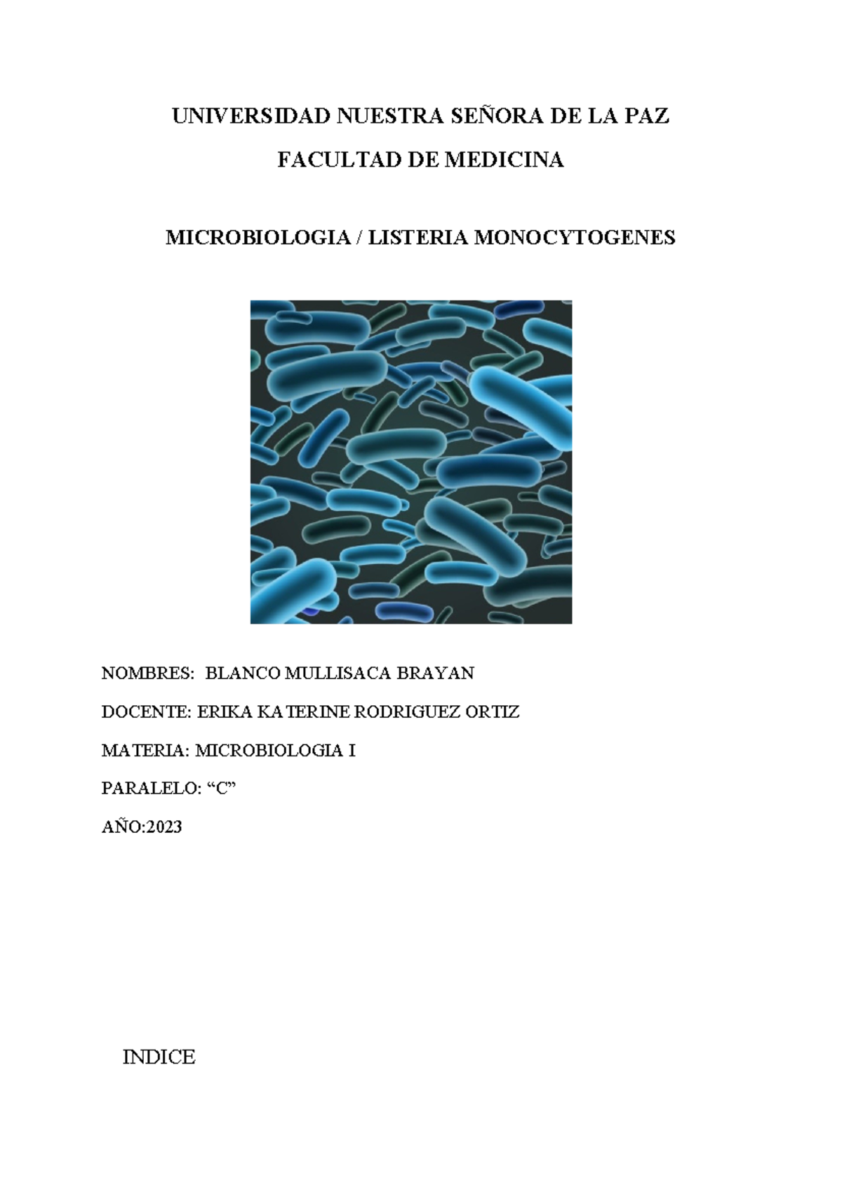 Listeria Monocytogenes Corregido. Unslp - UNIVERSIDAD NUESTRA SEÑORA DE ...