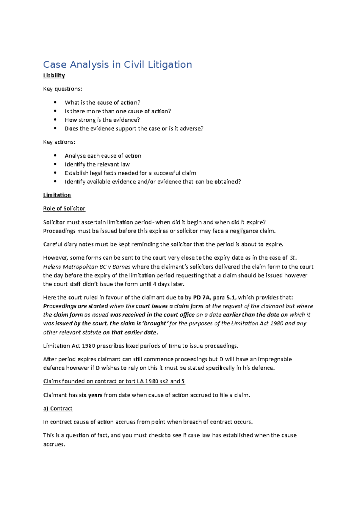 Case Analysis in Civil Litigation: - Case Analysis in Civil Litigation ...