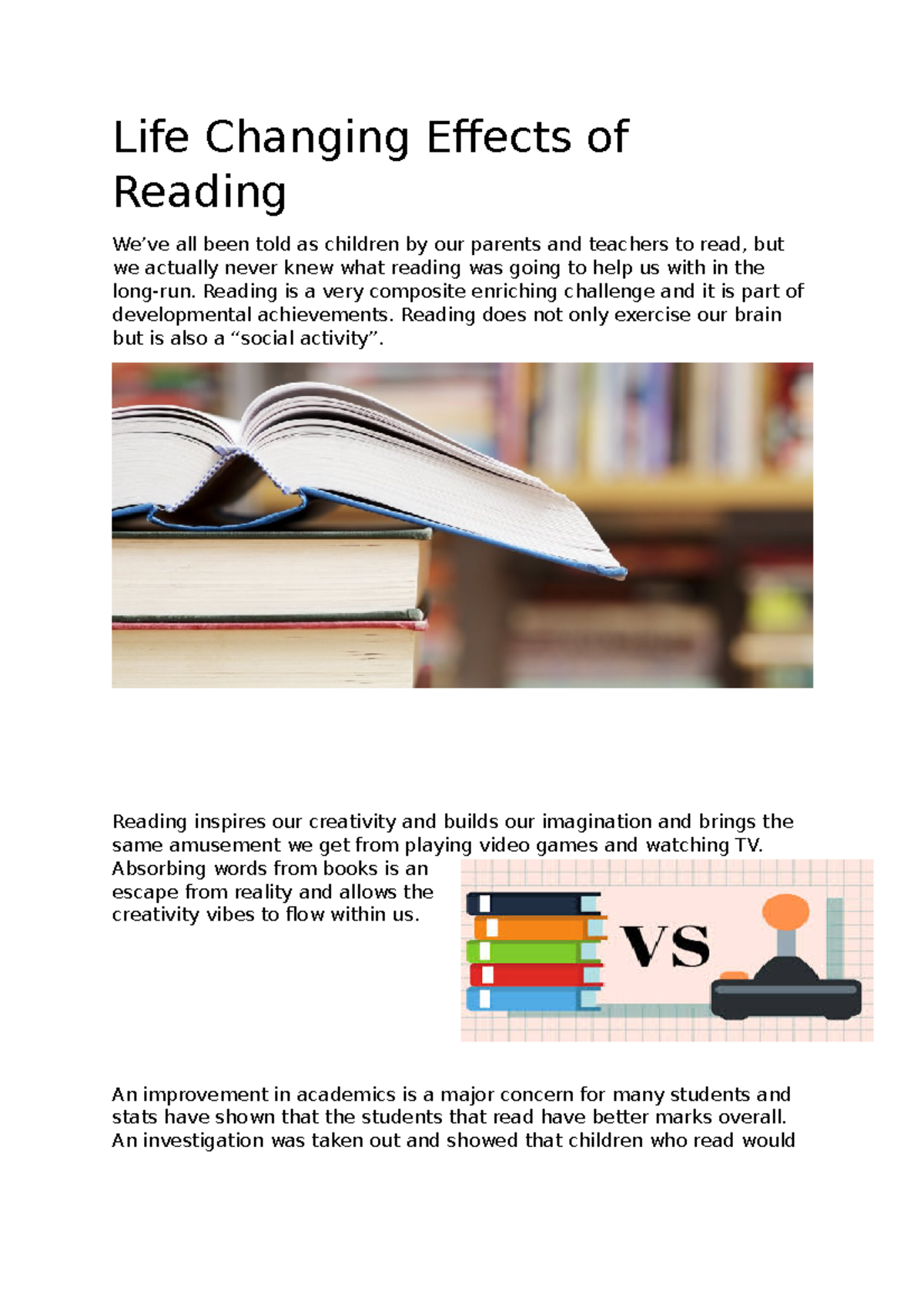 English blog - Essay - Life Changing Effects of Reading We’ve all been ...