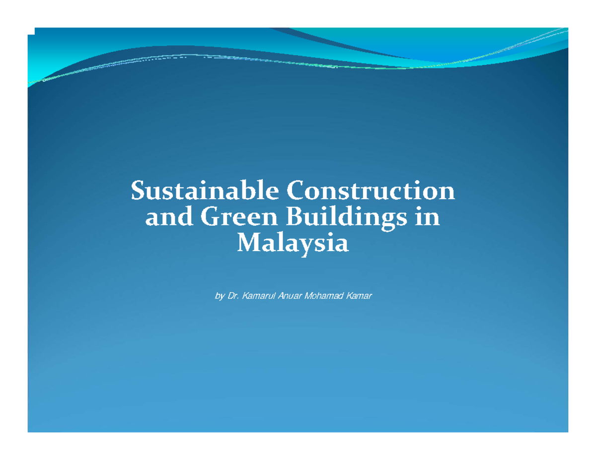 Sustainable Constrution and Green Building - Sustainable Construction ...