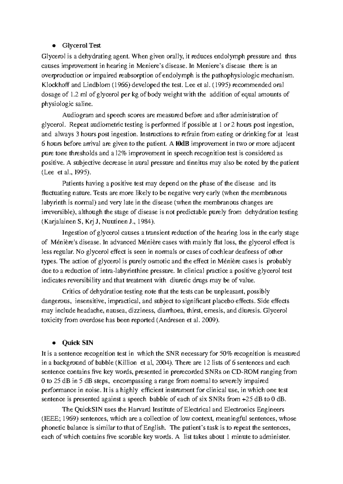 Glycerol Test,HINT, Quick SIN - Glycerol Test Glycerol is a dehydrating ...