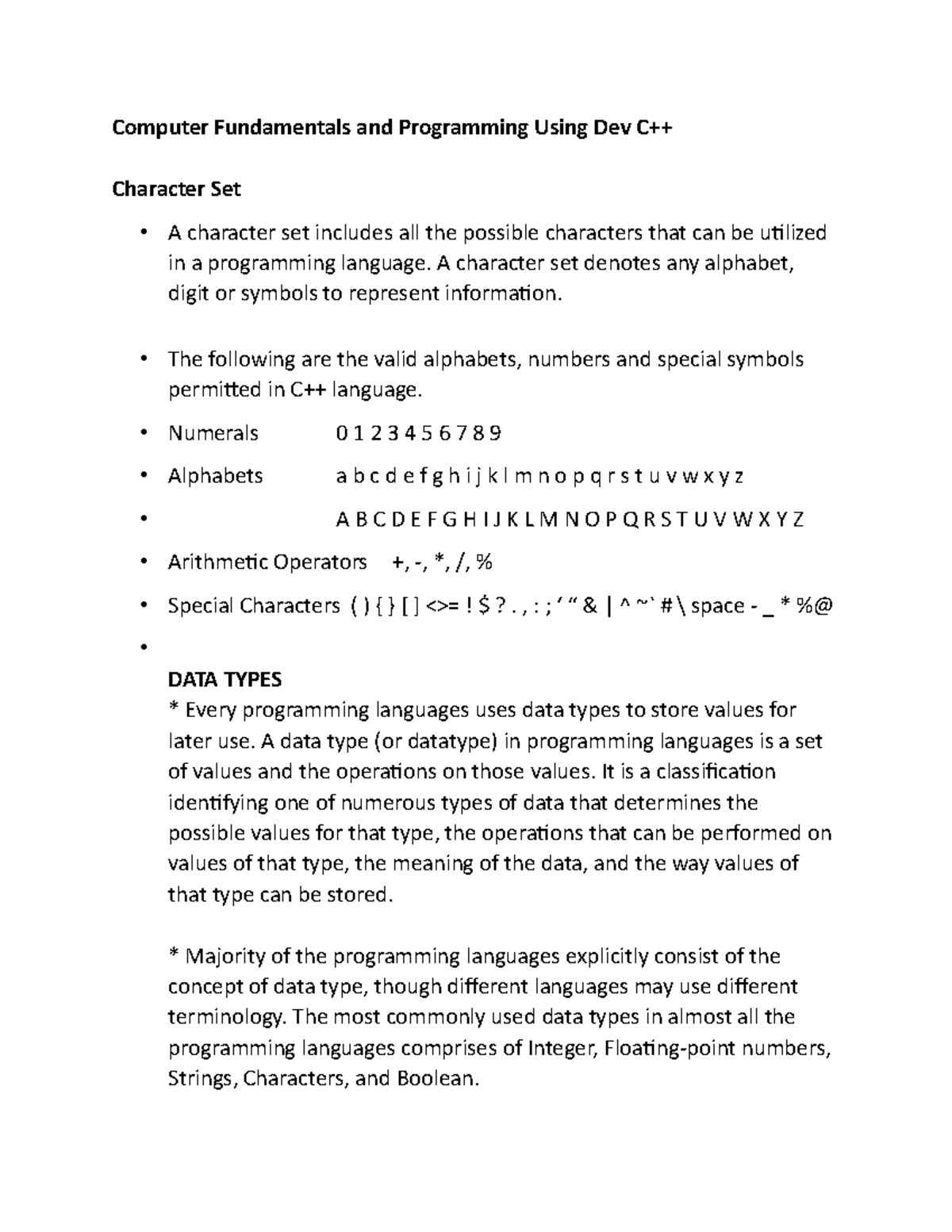 Computer Fundamentals And Programming Using Dev C Computer Fundamentals And Programming Using