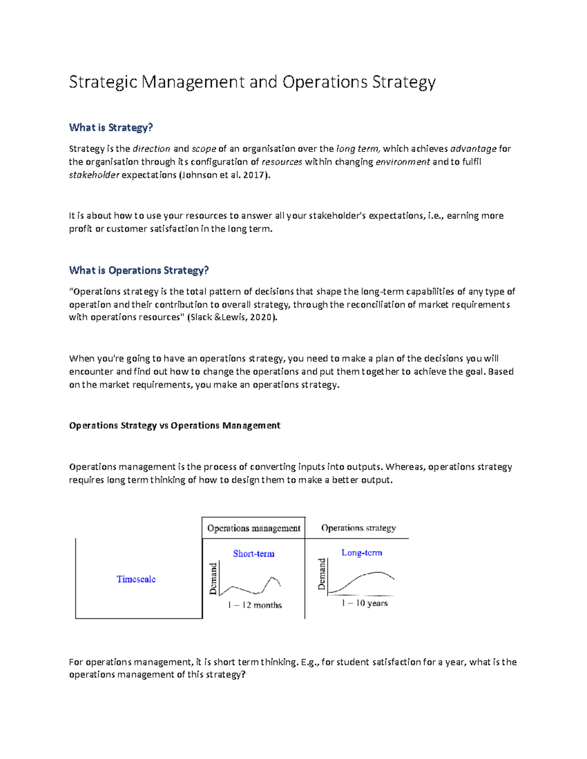 Lecture 2 - Strategic Management and Operations Strategy - Strategic ...