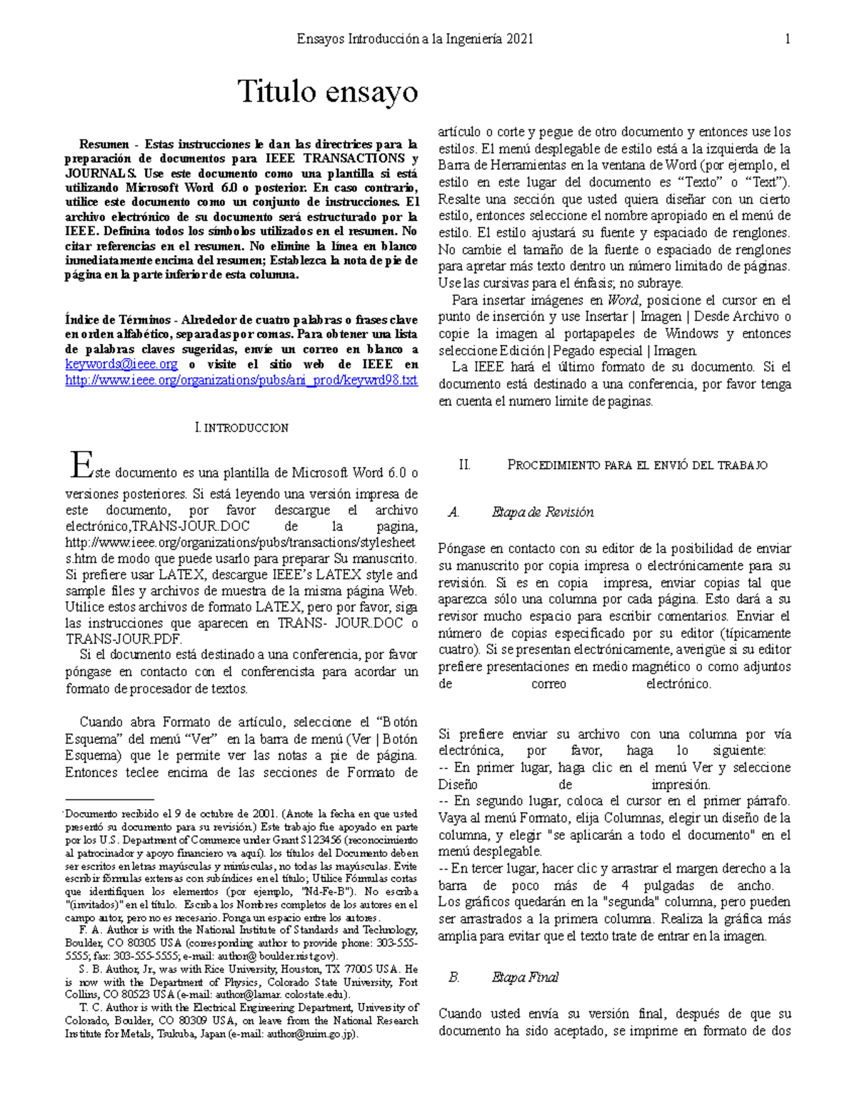 Formato Ensayo - Resumen - Estas instrucciones le dan las directrices ...