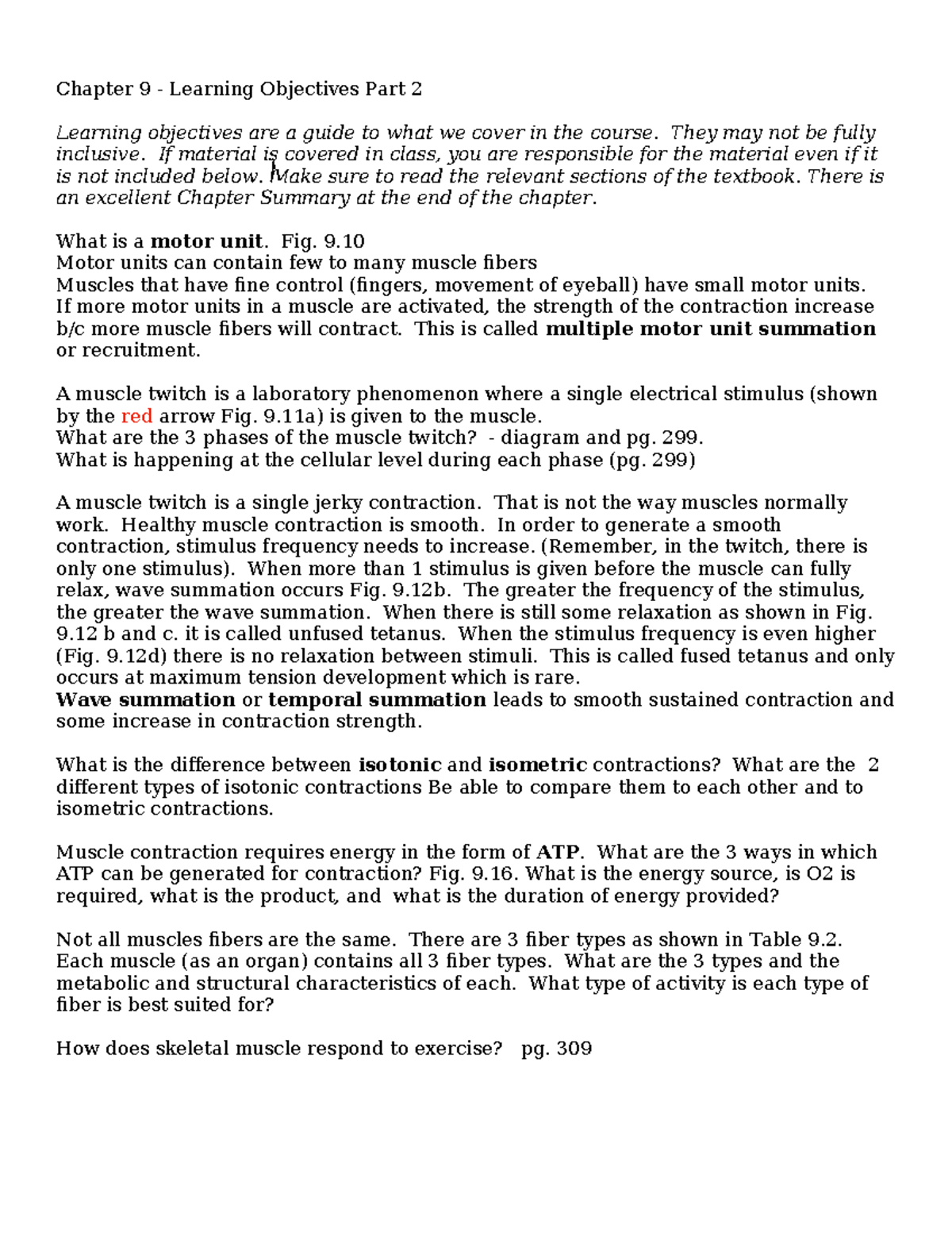 Chapter 9 Muscles Part 2 FA 24 - Chapter 9 - Learning Objectives Part 2 Learning objectives are ...