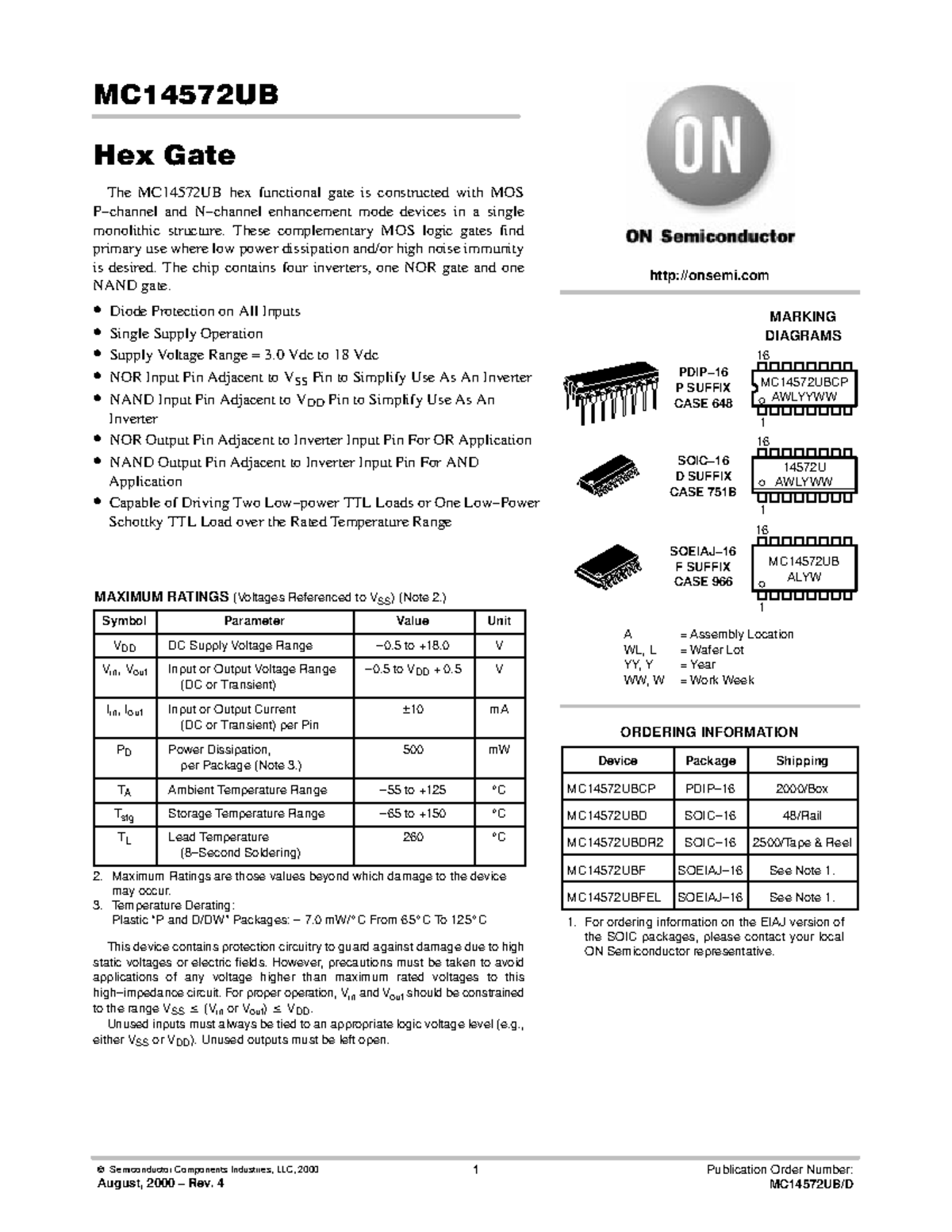 14572 Data Sheet - Summary Programming - Semiconductor Components ...