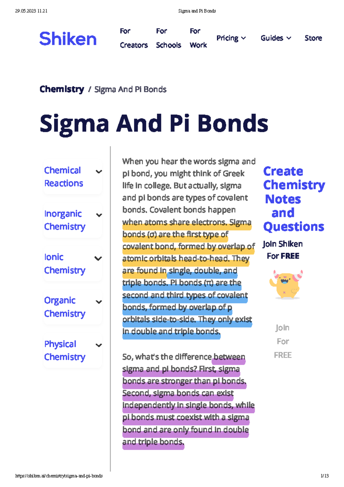 Sigma and Pi Bonds - Det er noter af bindinger mellem atomer ...
