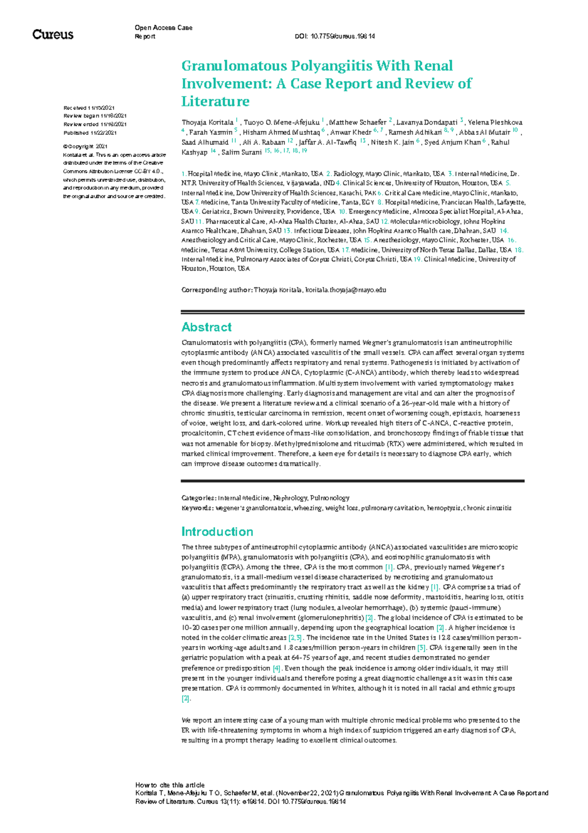 Wegeners Case 2 - Need help - Received 11/15/ Review began 11/16 ...