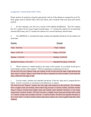 Minitab 3 answers - Assignment 3 Please answer all the questions using the appropriate version ...