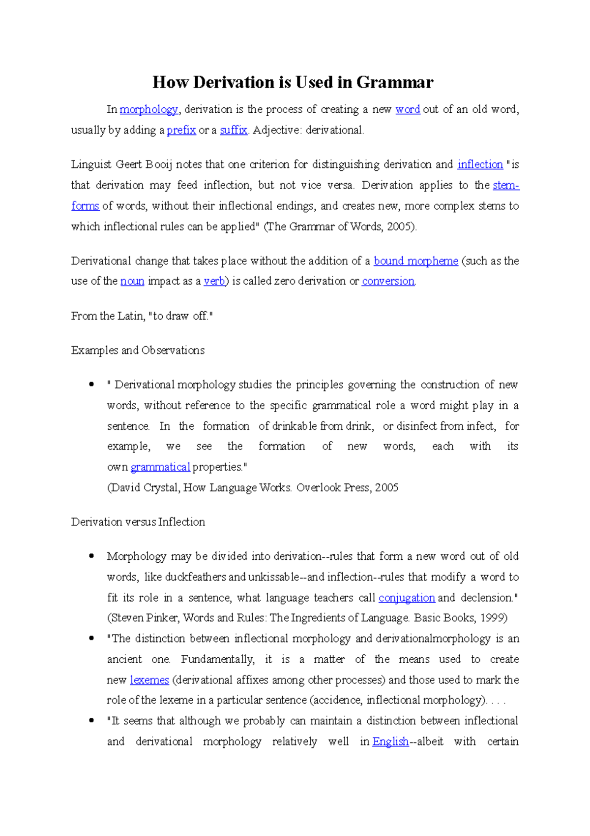 How Derivation is Used in Grammar - Adjective: derivational. Linguist ...