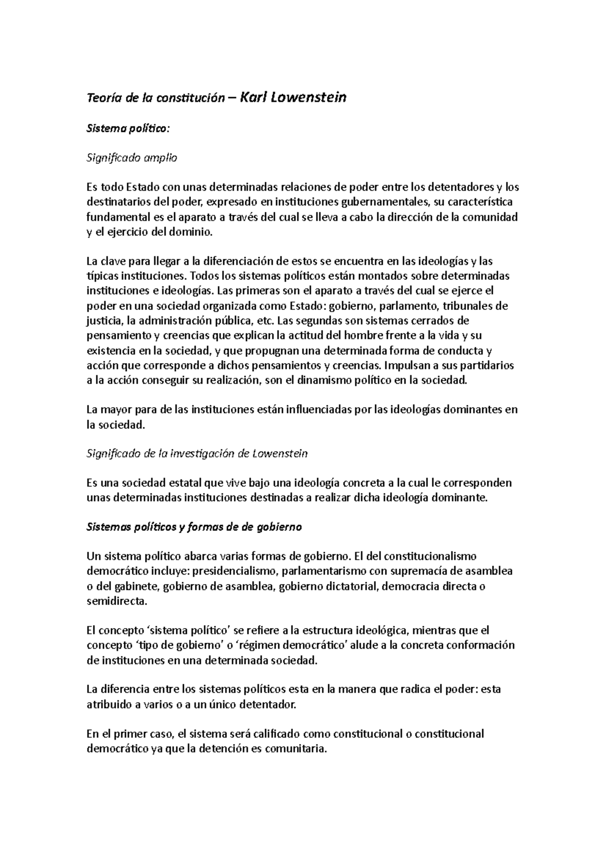 Teoría de la constitución lowenstein - Teoría de la constitución – Karl ...