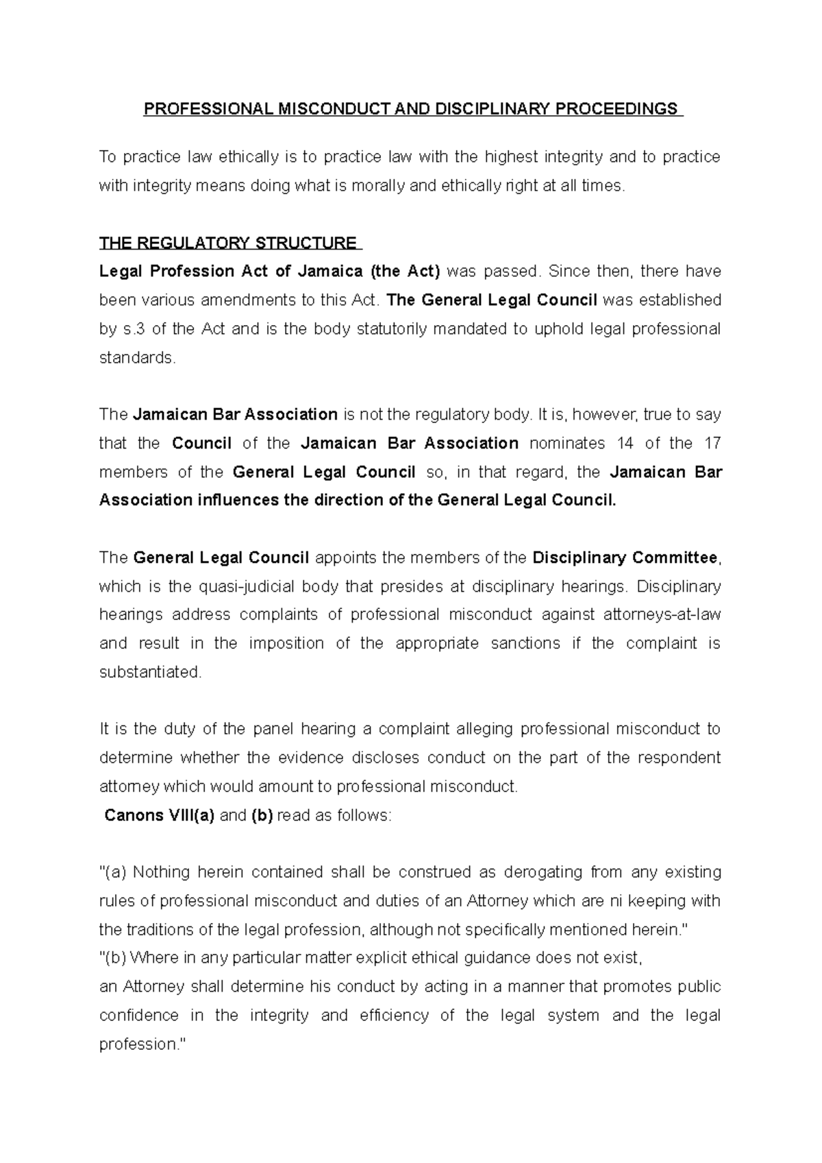 Professional Misconduct and Disciplinary Proceedings - PROFESSIONAL ...