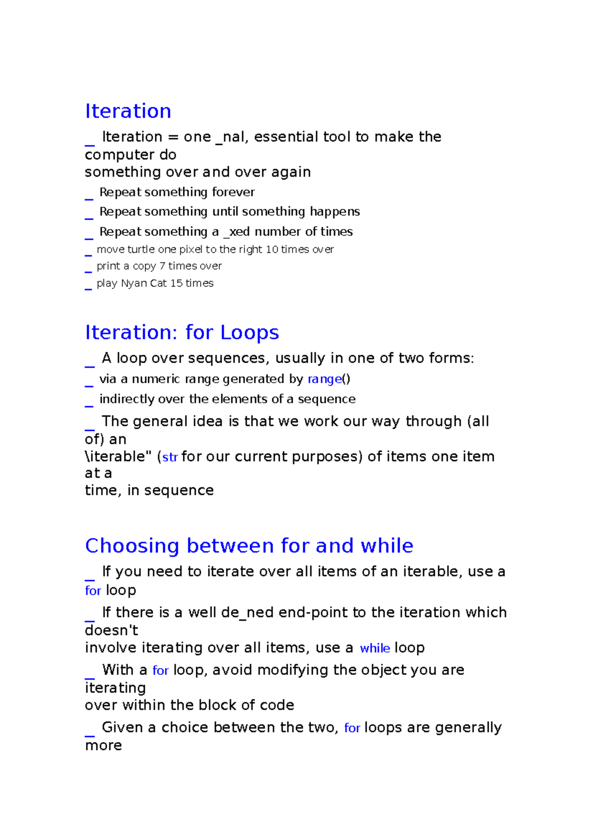 Revision file - Lecture notes all - Iteration _ Iteration = one _nal ...