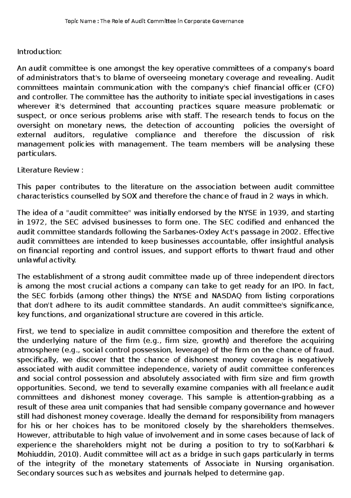 document-easy-topic-name-the-role-of-audit-committee-in-corporate