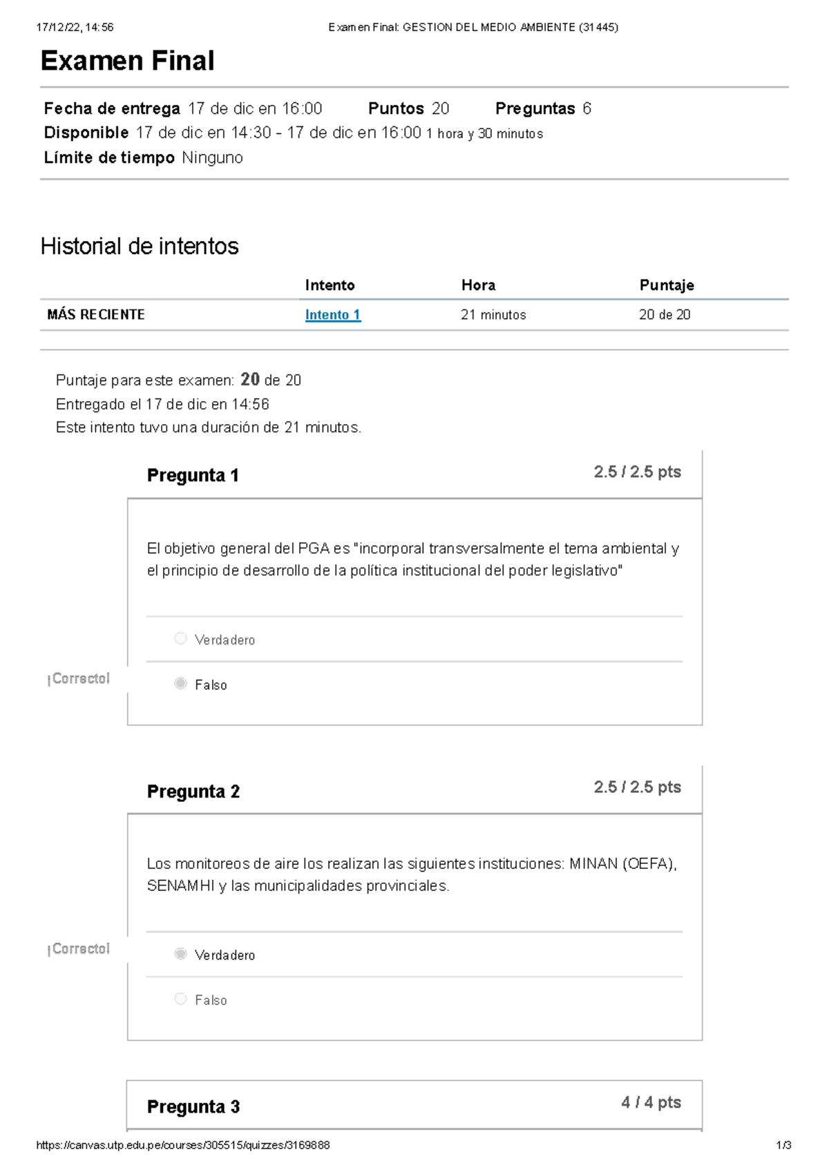 Examen Final Gestion DEL Medio Ambiente (31445) - 17/12/22, 14:56 Examen Final: GESTION DEL ...