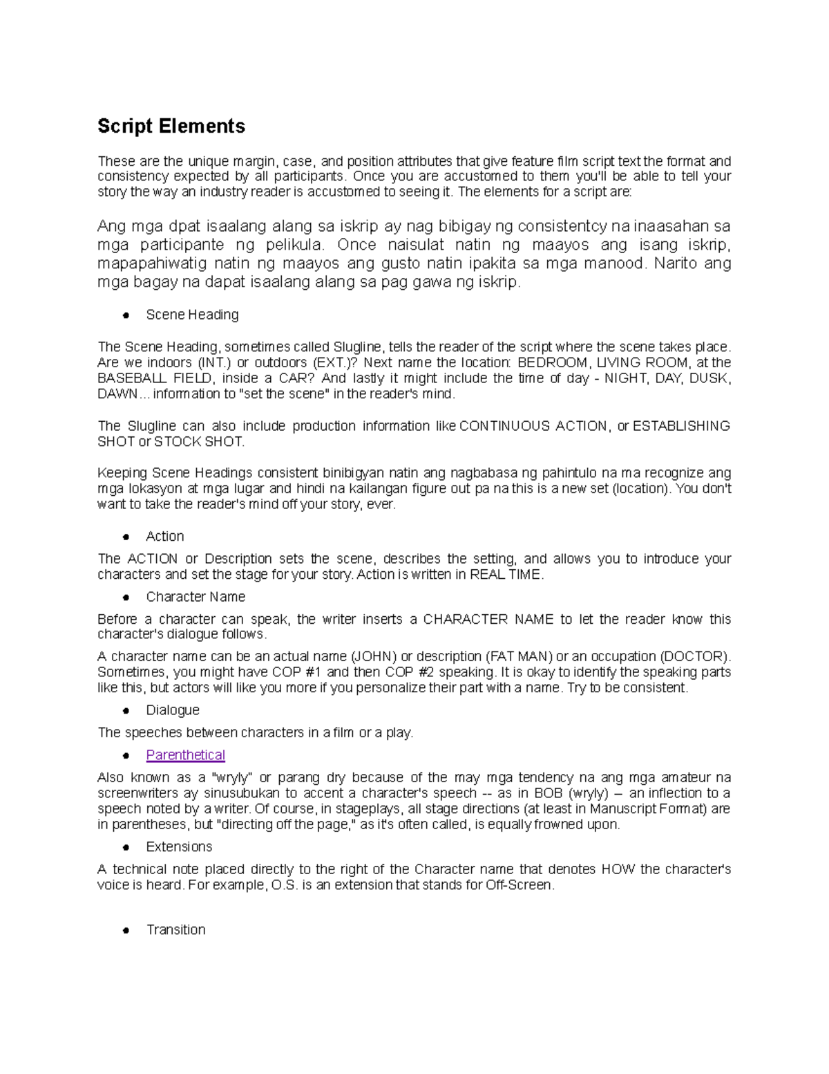 Script elements filipino - Script Elements These are the unique margin ...