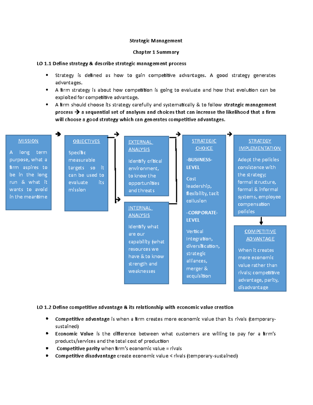 Strategic management Chapter 1 Summary - Strategic Management Chapter 1 ...