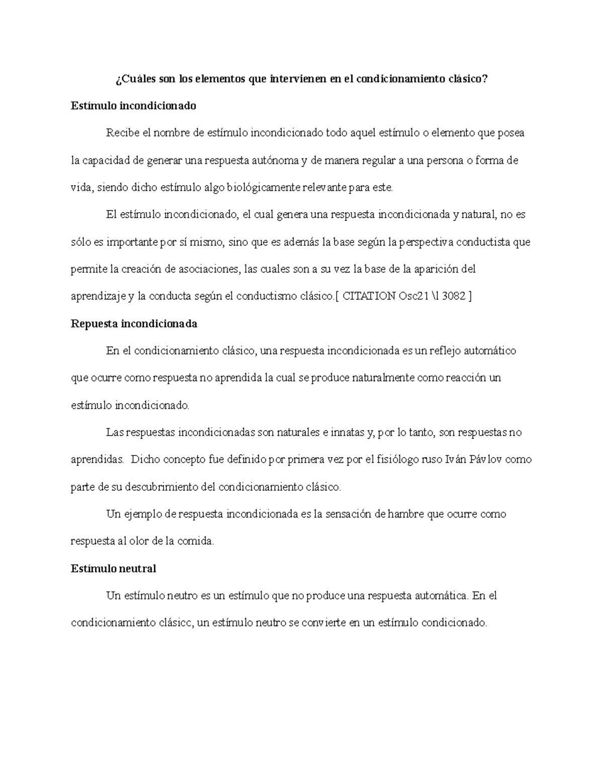Condicionamiento Clasico - ¿Cuáles son los elementos que intervienen en ...