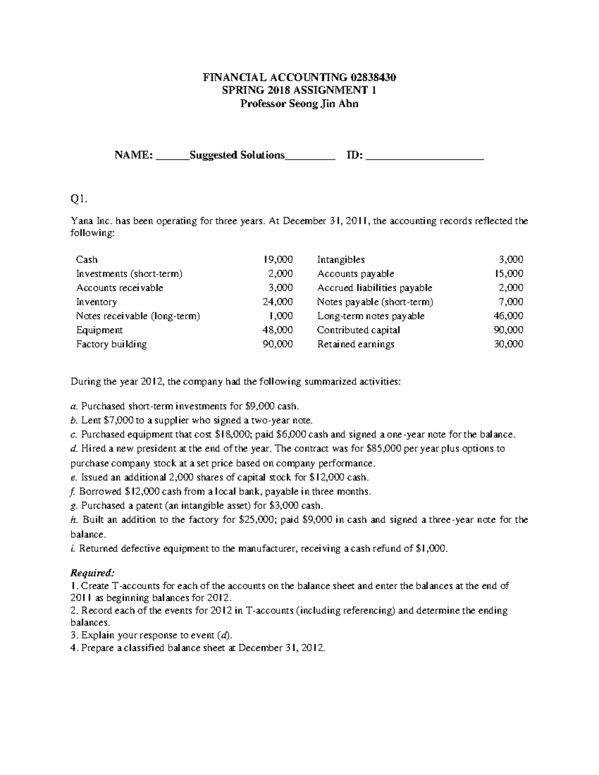 Assignments 1 Suggested Solutions - Warning: TT: undefined function: 32 FINANCIAL ACCOUNTING ...