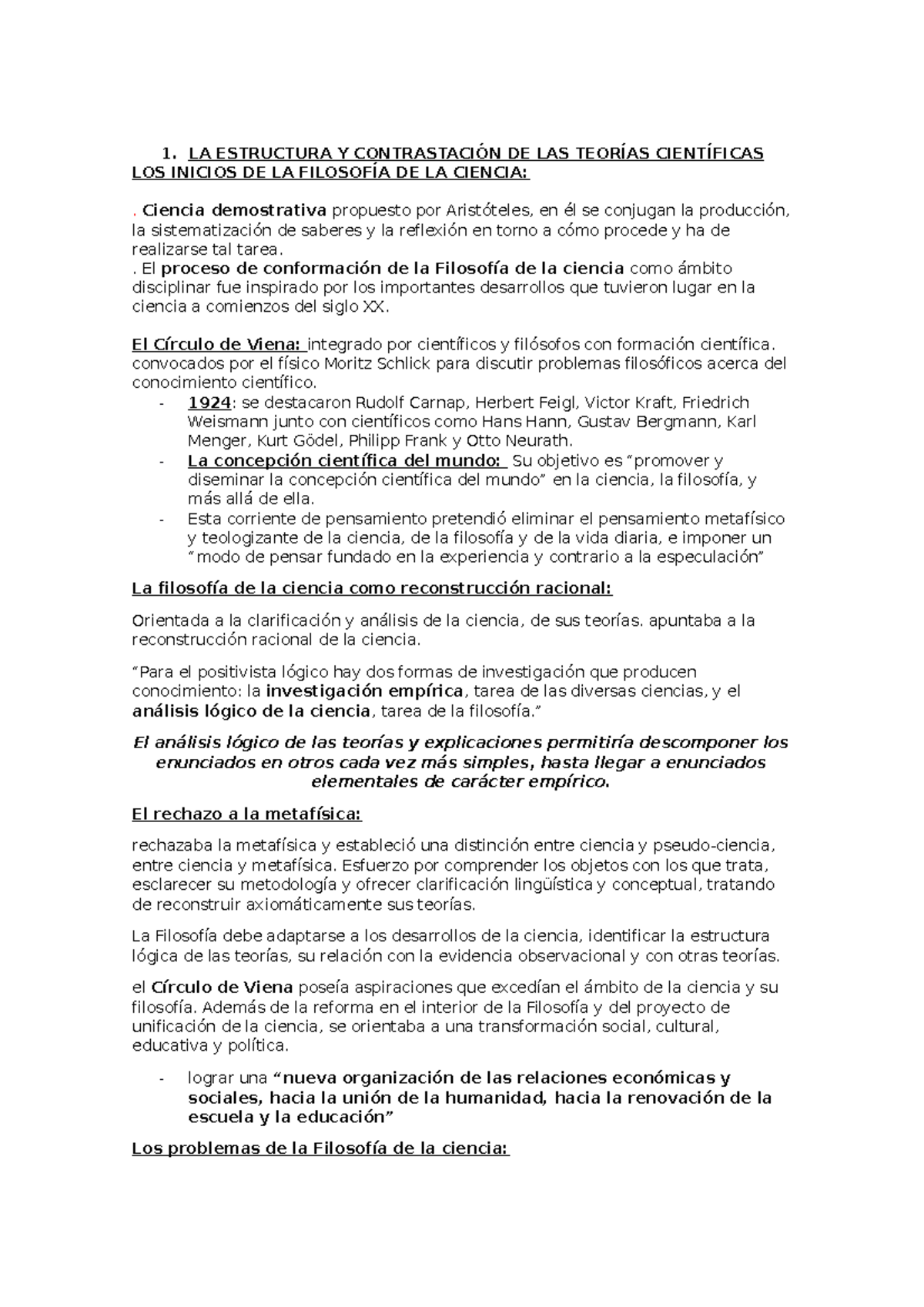 LA Estructura Y Contrastación DE LAS Teorías Científicas - 1. LA ...