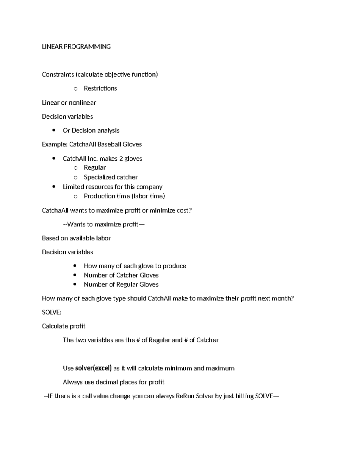 Final EXAM Cheat Sheet - Lectures notes - LINEAR PROGRAMMING ...