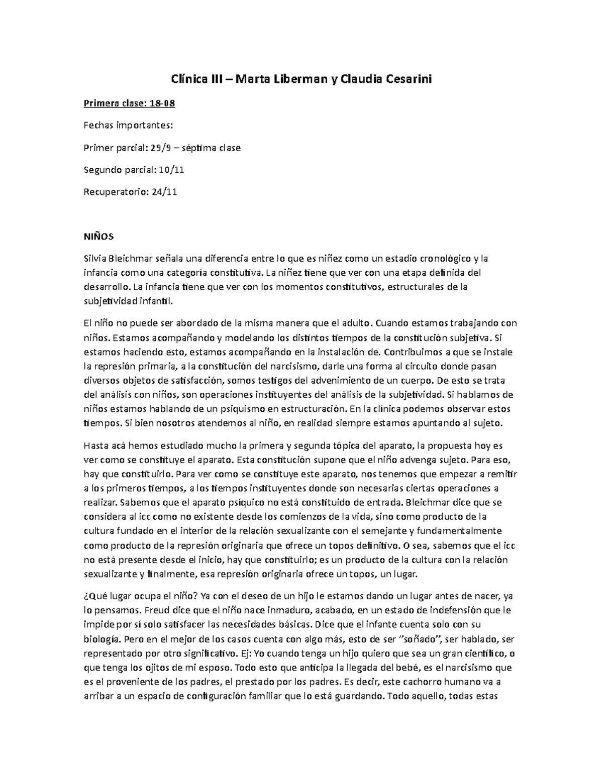 Clase 1 - 18 - Clínica III – Marta Liberman y Claudia Cesarini Primera ...