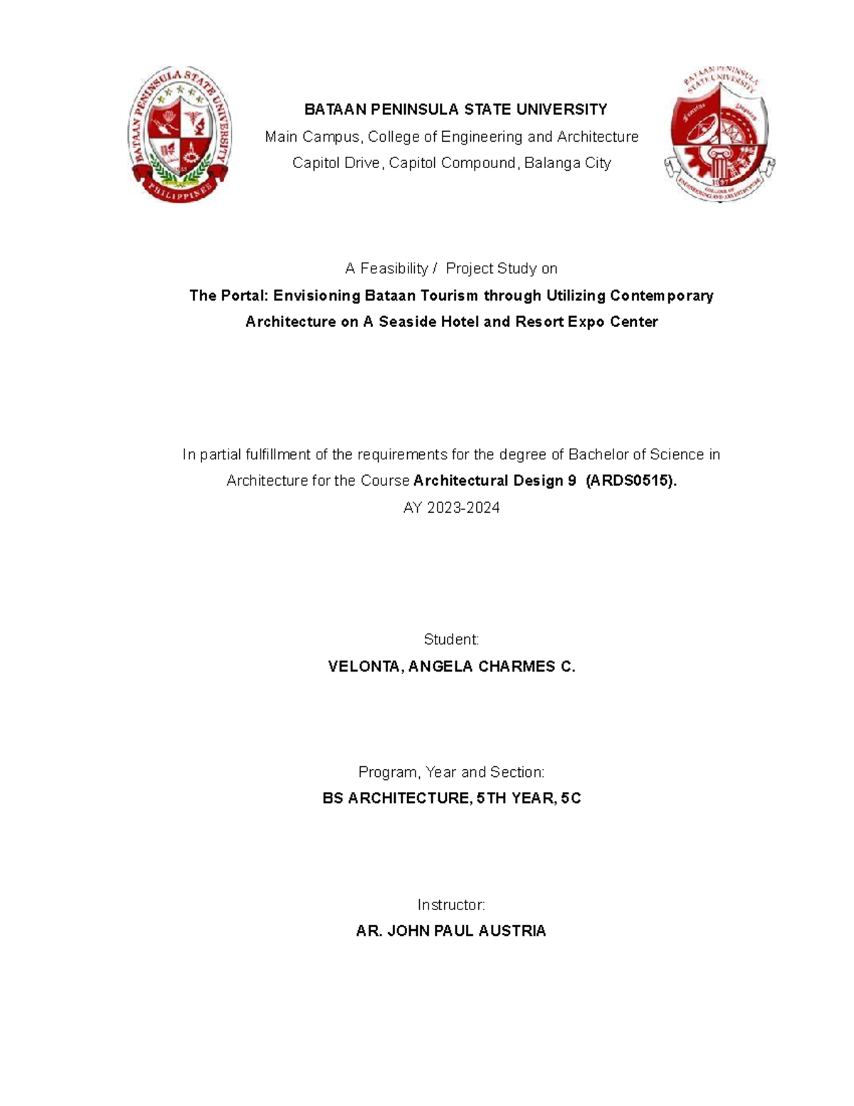 Architectural Thesis Chapter 2-BSAR5C - BATAAN PENINSULA STATE ...