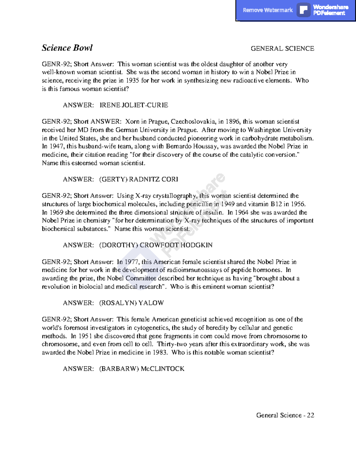 MCQ - science quiz mcq - Science Bowl GENERAL SCIENCE General Science ...