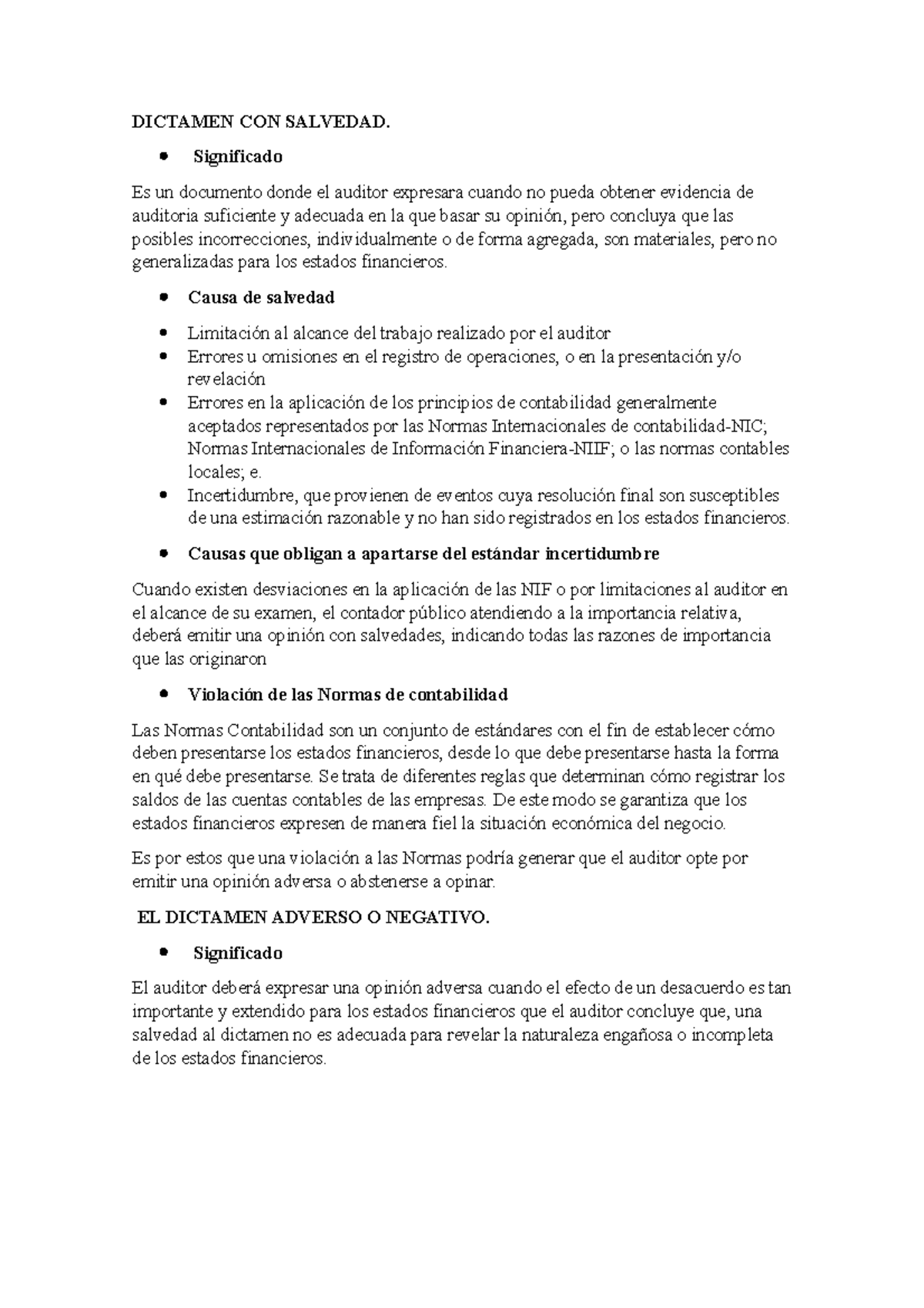 Dictamen CON Salvedad - Excelente documento - DICTAMEN CON SALVEDAD ...