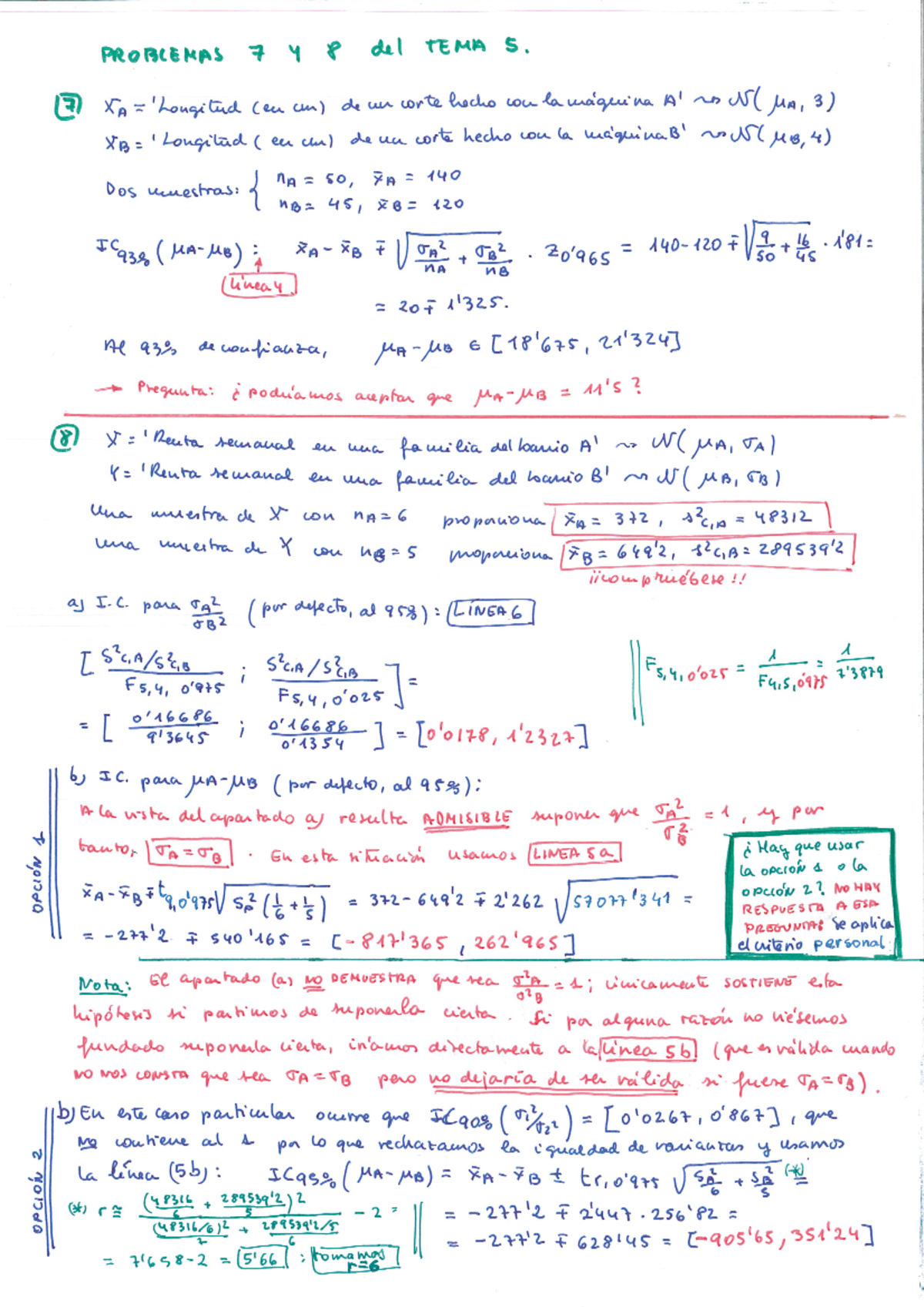 Resueltos T 5 7y8 - Apuntes tema 5 - Estadistica - Studocu