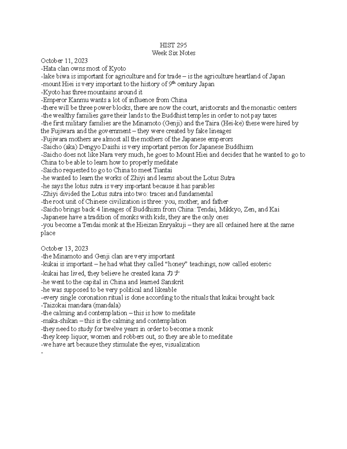 HIST 295 - Week Six Notes - HIST 295 Week Six Notes October 11, 2023 ...