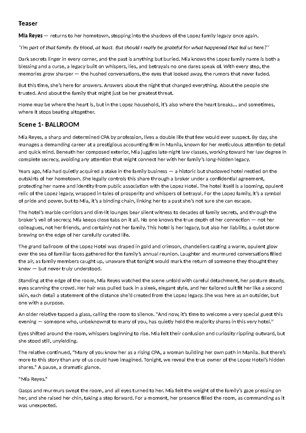 AUD Script - Teaser Mia Reyes — returns to her hometown, stepping into ...