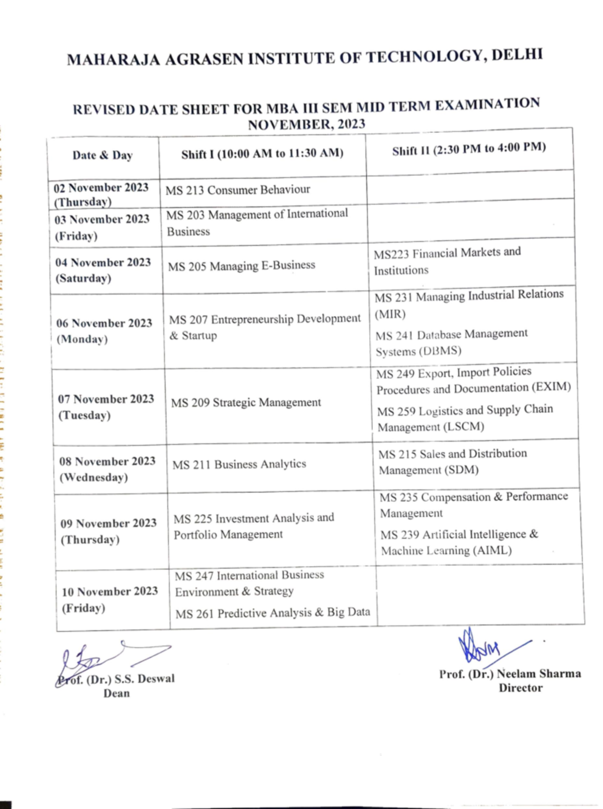 Revised MID TERM Datesheet MBA 3 SEM NOV 2023 - Studocu Revised MID TERM Datesheet MBA 3 SEM NOV 2023 - Studocu