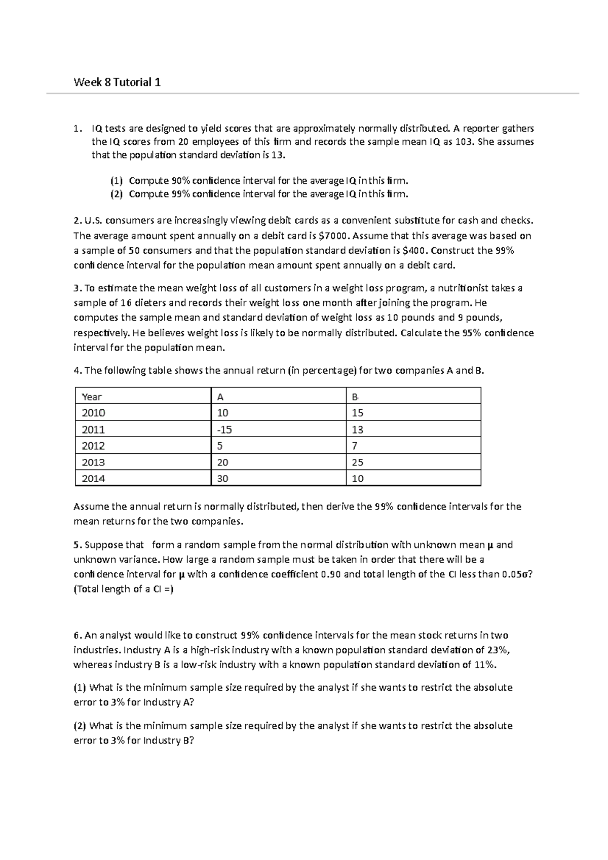 Week8 clone(5) - Practice questions - Week 8 Tutorial 1 IQ tests are ...