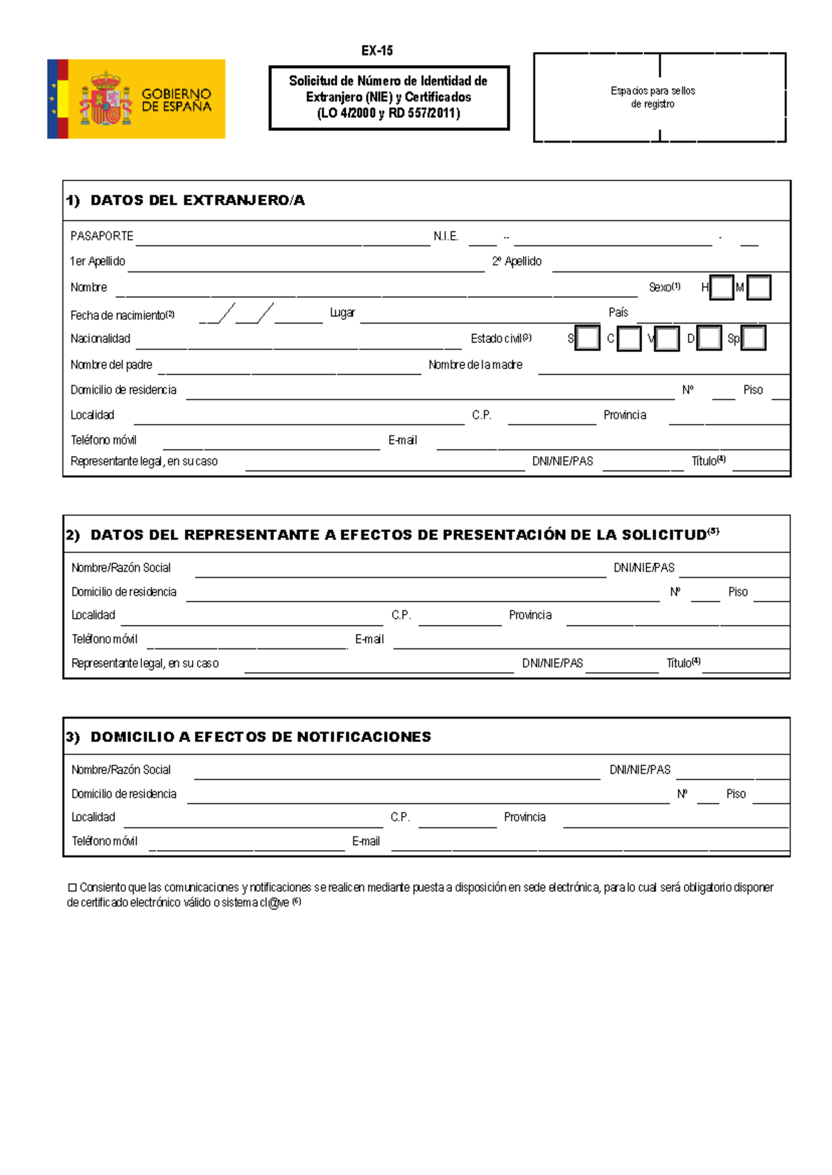 15-Formulario NIE y certificados - Solicitud de Número de Identidad de ...