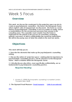 COU 3105 - Psychodynamic Concepts into Practice - Study Notes Module 3 ...