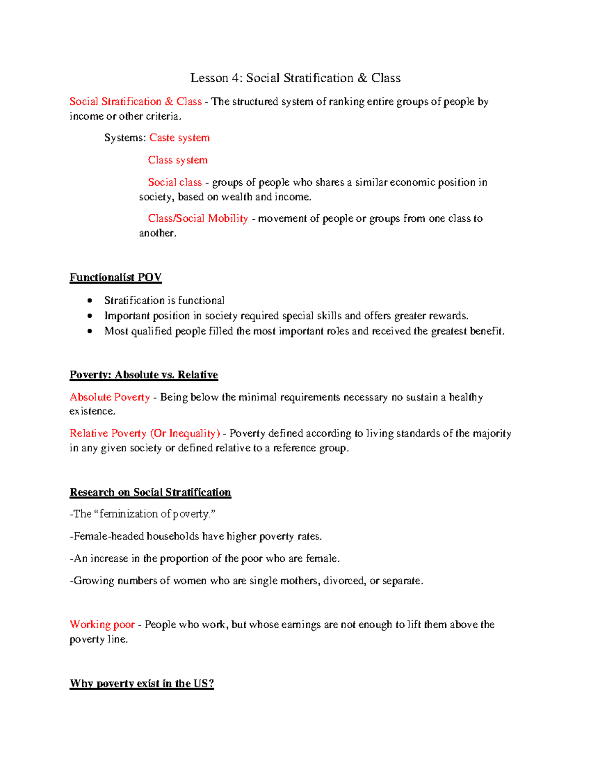 Sociology Lesson 4 - Social Stratification and Class - Lesson 4: Social ...