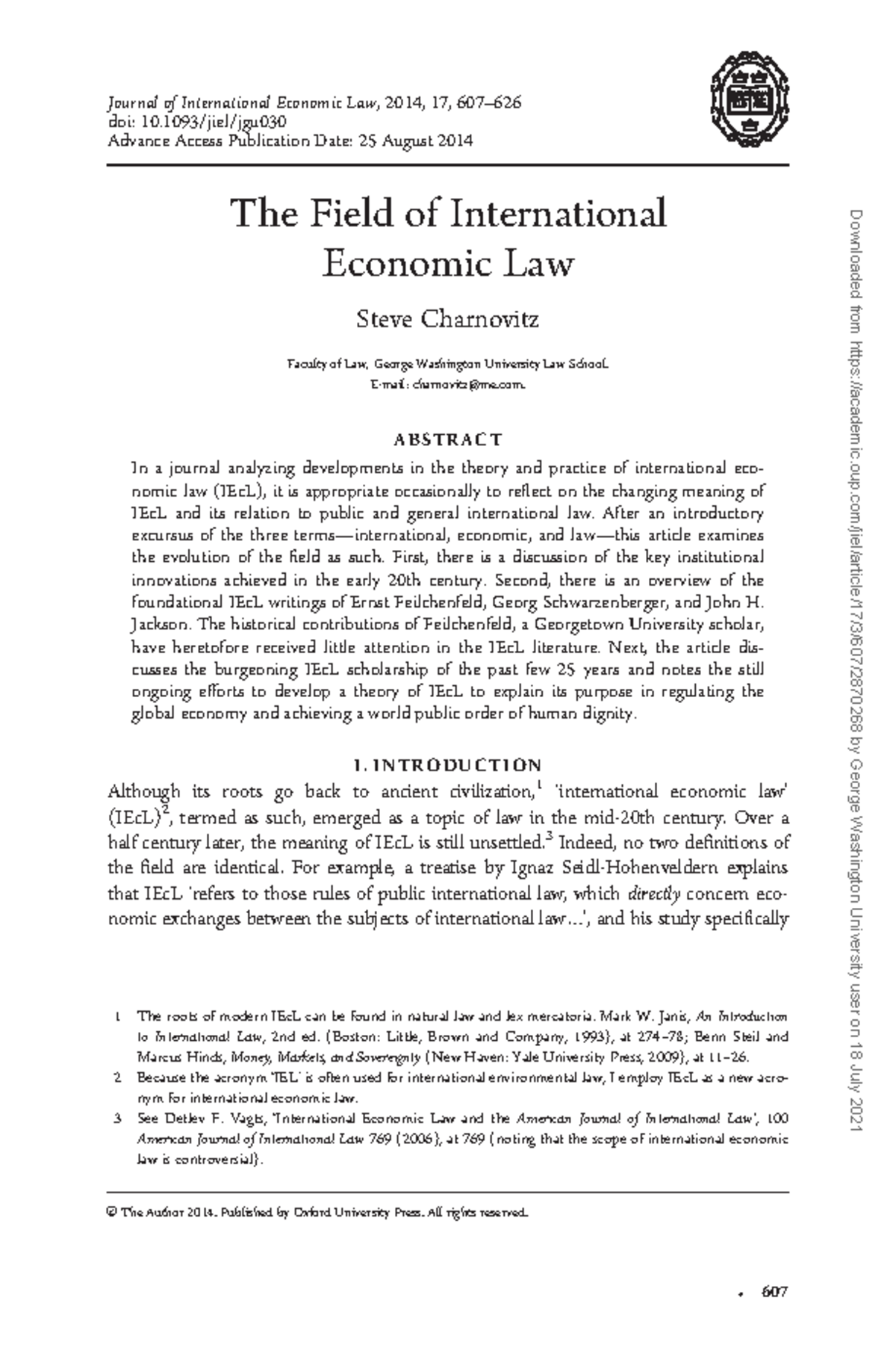 JIEL The Field of IEc L - It explains the development of the concept of ...