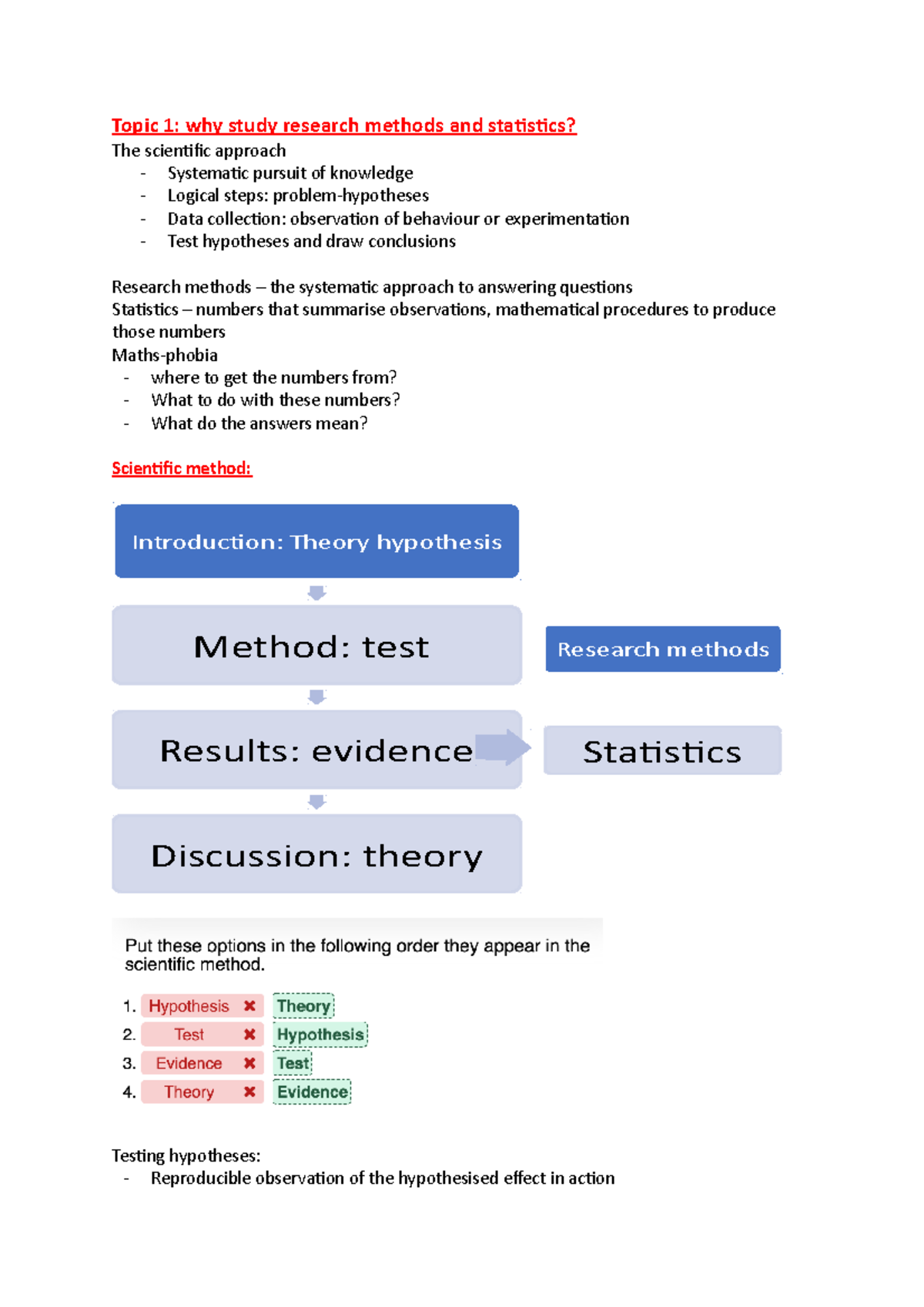 Week 1 1003 PSY - Tutorial Notes - Topic 1: why study research methods ...