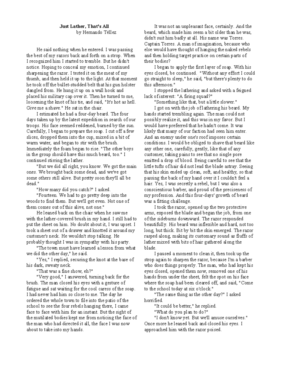 Just lather thats all - Great Books - Just Lather, That's All by ...